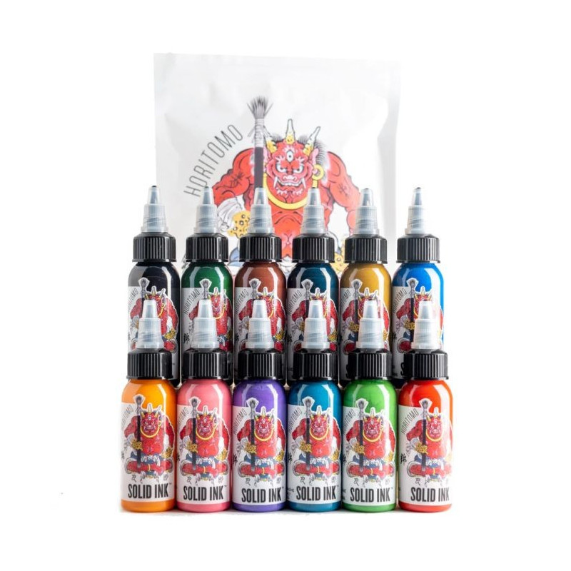 Solid Ink Horitomo 12 Colour Set - 1oz |Tattoo Ink